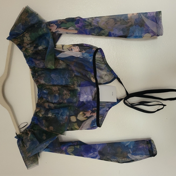 Zara | Tops | Nwt Zara Disney Peterpanltinkerbell Semi Sheer Ls Crop ...